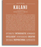 Kalani Personalized Name Meaning Art Prints – Name Stories