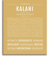 Kalani Personalized Name Meaning Art Prints – Name Stories
