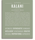 Kalani Personalized Name Meaning Art Prints – Name Stories