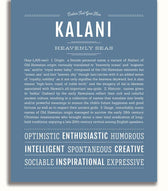 Kalani Personalized Name Meaning Art Prints – Name Stories