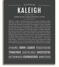 Kaleigh Personalized Name Meaning Art Prints – Name Stories