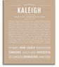 Kaleigh Personalized Name Meaning Art Prints – Name Stories