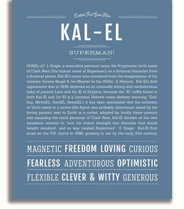 Kalel Personalized Name Meaning Art Prints – Name Stories