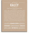 Kaley Personalized Name Meaning Art Prints – Name Stories