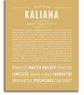 Kaliana Personalized Name Meaning Art Prints – Name Stories