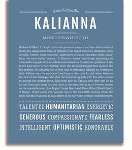 Kalianna Personalized Name Meaning Art Prints – Name Stories