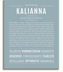 Kalianna Personalized Name Meaning Art Prints – Name Stories