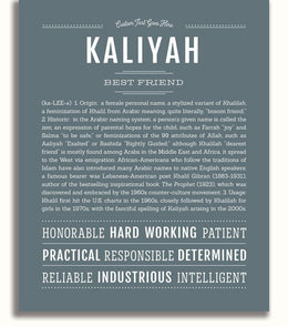 Kaliyah | Name Art Print – Name Stories