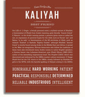 Kaliyah Personalized Name Meaning Art Prints – Name Stories