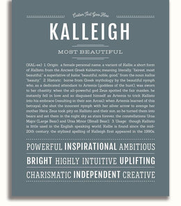 Kalleigh Personalized Name Meaning Art Prints – Name Stories