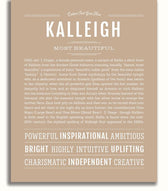 Kalleigh Personalized Name Meaning Art Prints – Name Stories