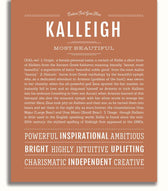 Kalleigh Personalized Name Meaning Art Prints – Name Stories