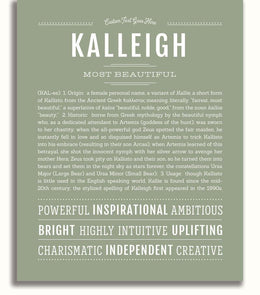 Kalleigh Personalized Name Meaning Art Prints – Name Stories