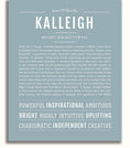 Kalleigh Personalized Name Meaning Art Prints – Name Stories