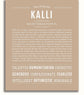 Kalli Personalized Name Meaning Art Prints – Name Stories