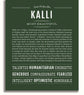 Kalli | Name Art Print – Name Stories