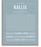 Kallie Personalized Name Meaning Art Prints – Name Stories