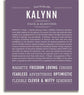 Kalynn Personalized Name Meaning Art Prints – Name Stories