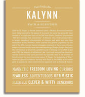 Kalynn Personalized Name Meaning Art Prints – Name Stories