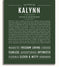 Kalynn Personalized Name Meaning Art Prints – Name Stories