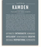 Kamden Personalized Name Meaning Art Prints – Name Stories