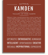 Kamden Personalized Name Meaning Art Prints – Name Stories