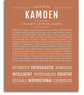 Kamden Personalized Name Meaning Art Prints – Name Stories