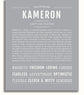 Kameron Personalized Name Meaning Art Prints – Name Stories
