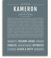 Kameron Personalized Name Meaning Art Prints – Name Stories