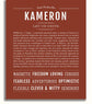 Kameron Personalized Name Meaning Art Prints – Name Stories