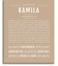 Kamila Personalized Name Meaning Art Prints – Name Stories
