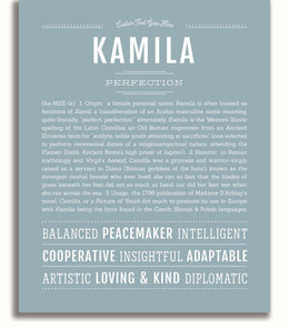 Kamila Personalized Name Meaning Art Prints – Name Stories