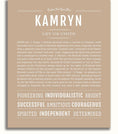 Kamryn (female) | Name Art Print – Name Stories