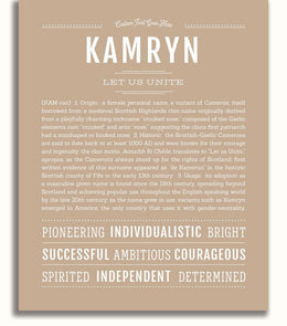Kamryn (female) | Name Art Print – Name Stories