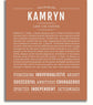 Kamryn Personalized Name Meaning Art Prints – Name Stories
