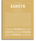 Kamryn (female) | Name Art Print – Name Stories