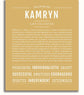 Kamryn (female) | Name Art Print – Name Stories
