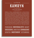 Kamryn (male) | Name Art Print – Name Stories