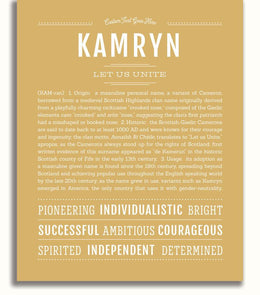 Kamryn (male) | Name Art Print – Name Stories