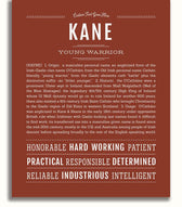 Kane Personalized Name Meaning Art Prints – Name Stories