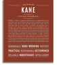 Kane Personalized Name Meaning Art Prints – Name Stories