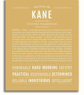 Kane Personalized Name Meaning Art Prints – Name Stories