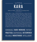 Kara Personalized Name Meaning Art Prints – Name Stories