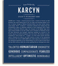 Karcyn Personalized Name Meaning Art Prints – Name Stories