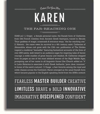 Karen Personalized Name Meaning Art Prints – Name Stories