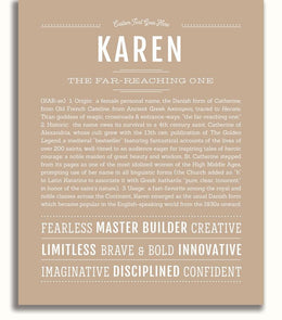 Karen Personalized Name Meaning Art Prints – Name Stories