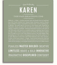 Karen Personalized Name Meaning Art Prints – Name Stories