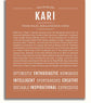 Kari Personalized Name Meaning Art Prints – Name Stories
