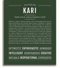 Kari Personalized Name Meaning Art Prints – Name Stories