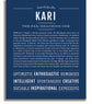 Kari Personalized Name Meaning Art Prints – Name Stories